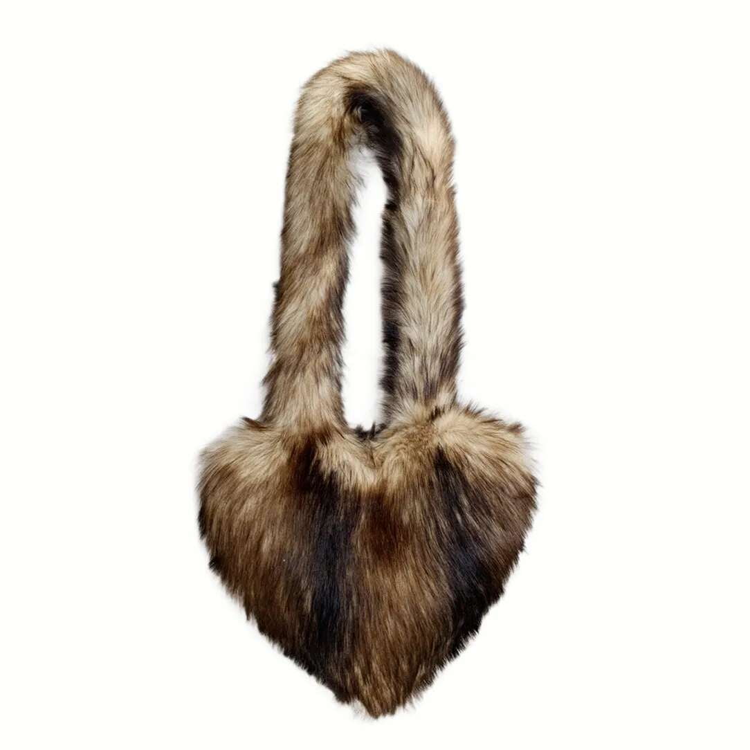 Rejolly Heart Shaped Furry Purse for Women Large Soft Shoulder Bag ...