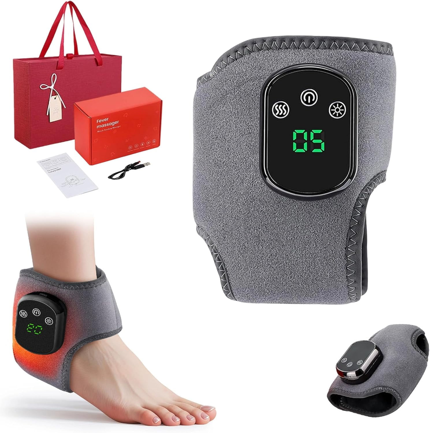Rejuvacare Foot Massager, Wireless & Portable Heated Ankle Wrap, 3 ...