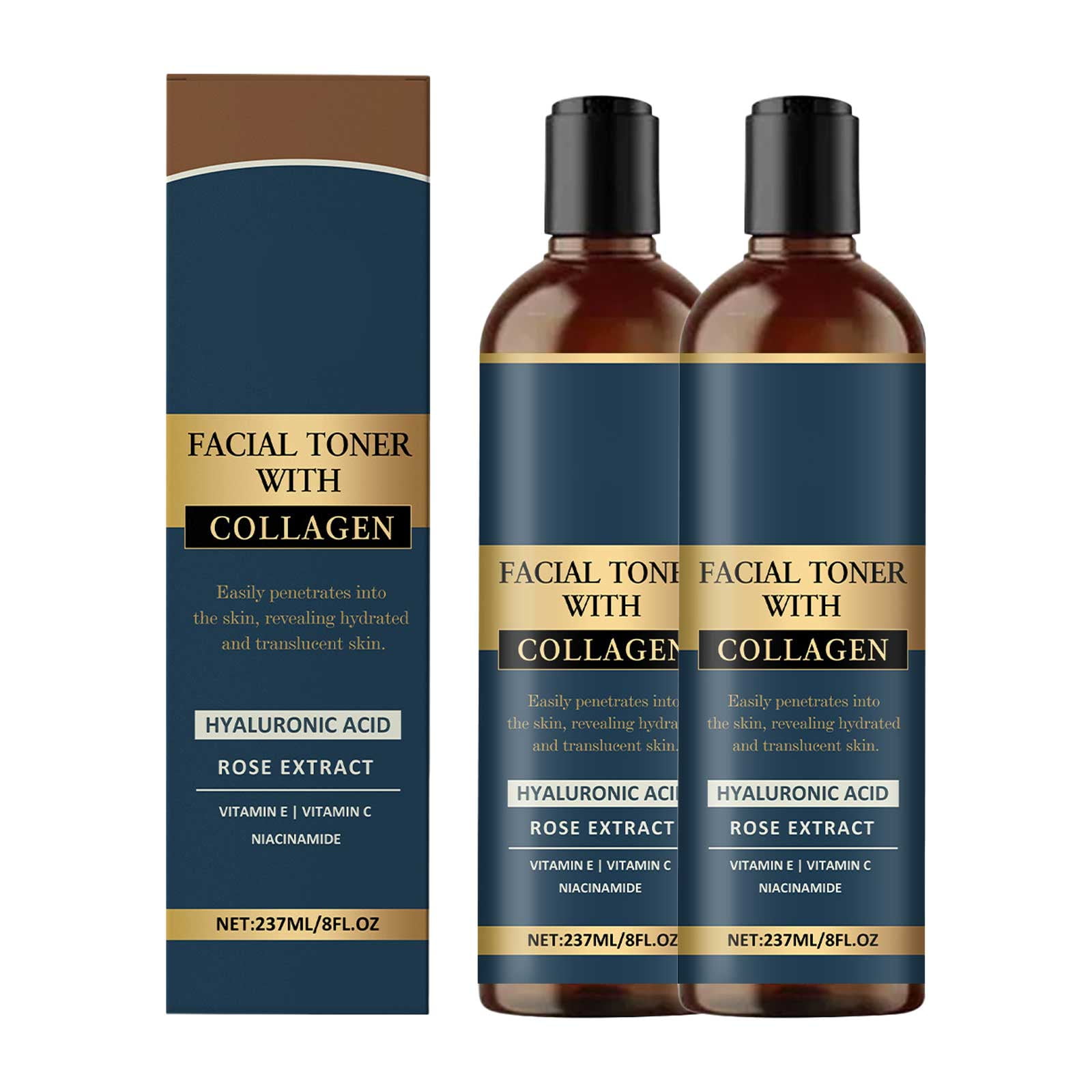 Rejuvenating Water Collagen Facial Toner Hyaluronic Acid Rose Extract ...