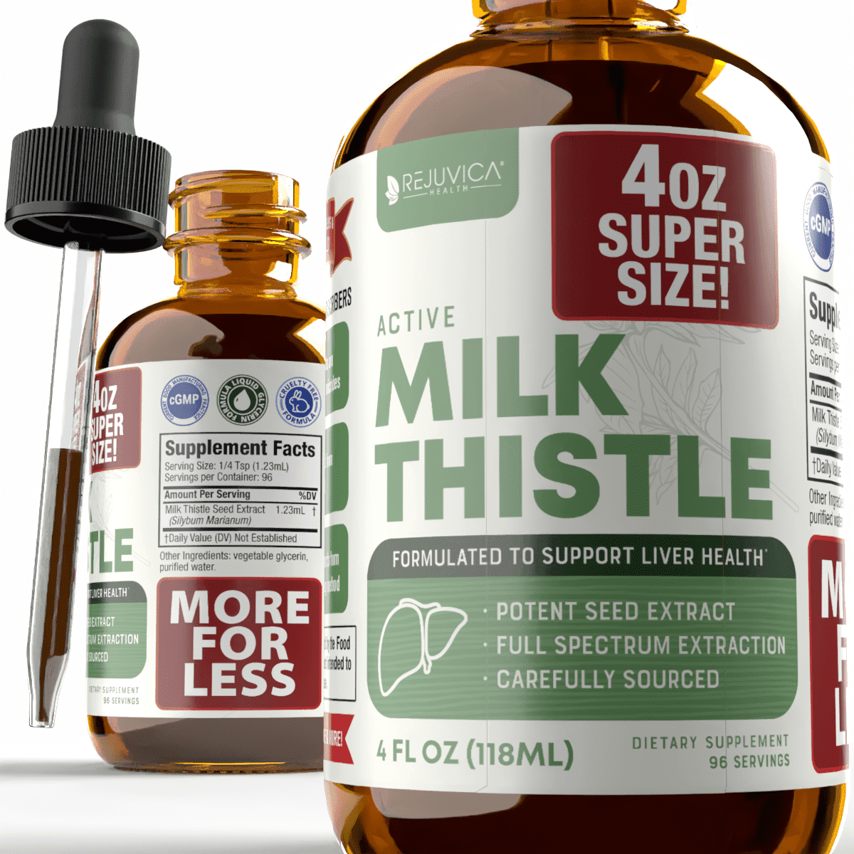 Active Milk Thistle Supplement 4oz XL Super Size – Helps Support Liver ...