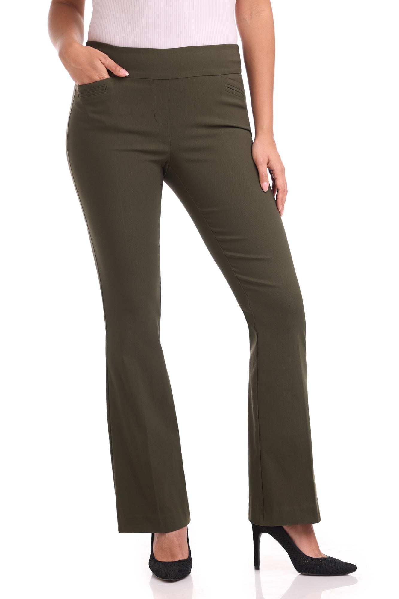 Rekkuna Women's Comfort Stretch Pull-On Bootcut Pant with Tummy Tamer ...