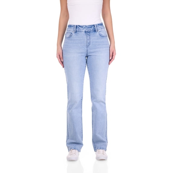 Rekkuna Women's Pull-On Stretchy Comfort Straight Leg Jean (12, Light ...
