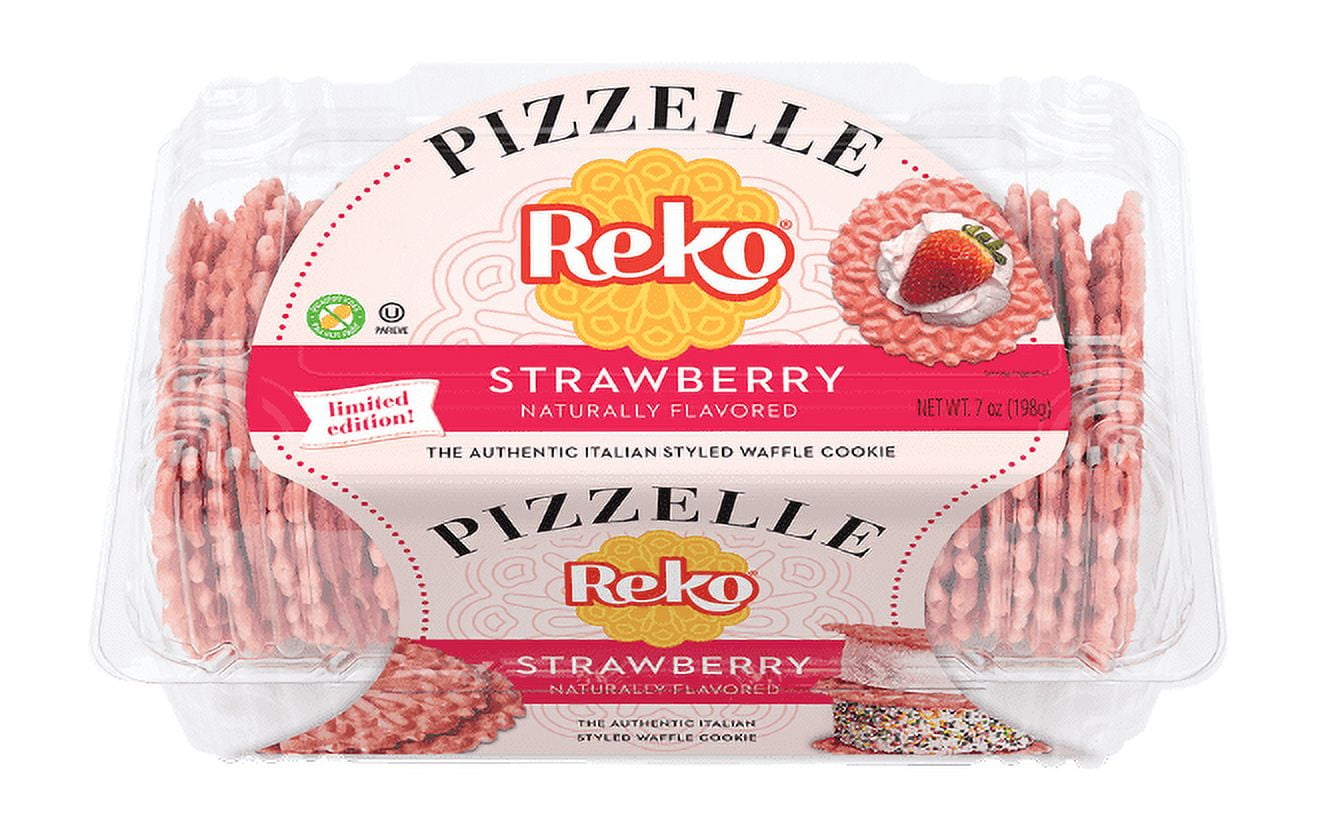Reko Pizzelle Authentic Italian Style Waffle Cookie, Strawberry, 7 ...