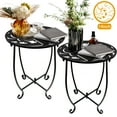 "Rekopi Metal 14"" Round Patio Side Tables, Outdoor Indoor for Yard ...