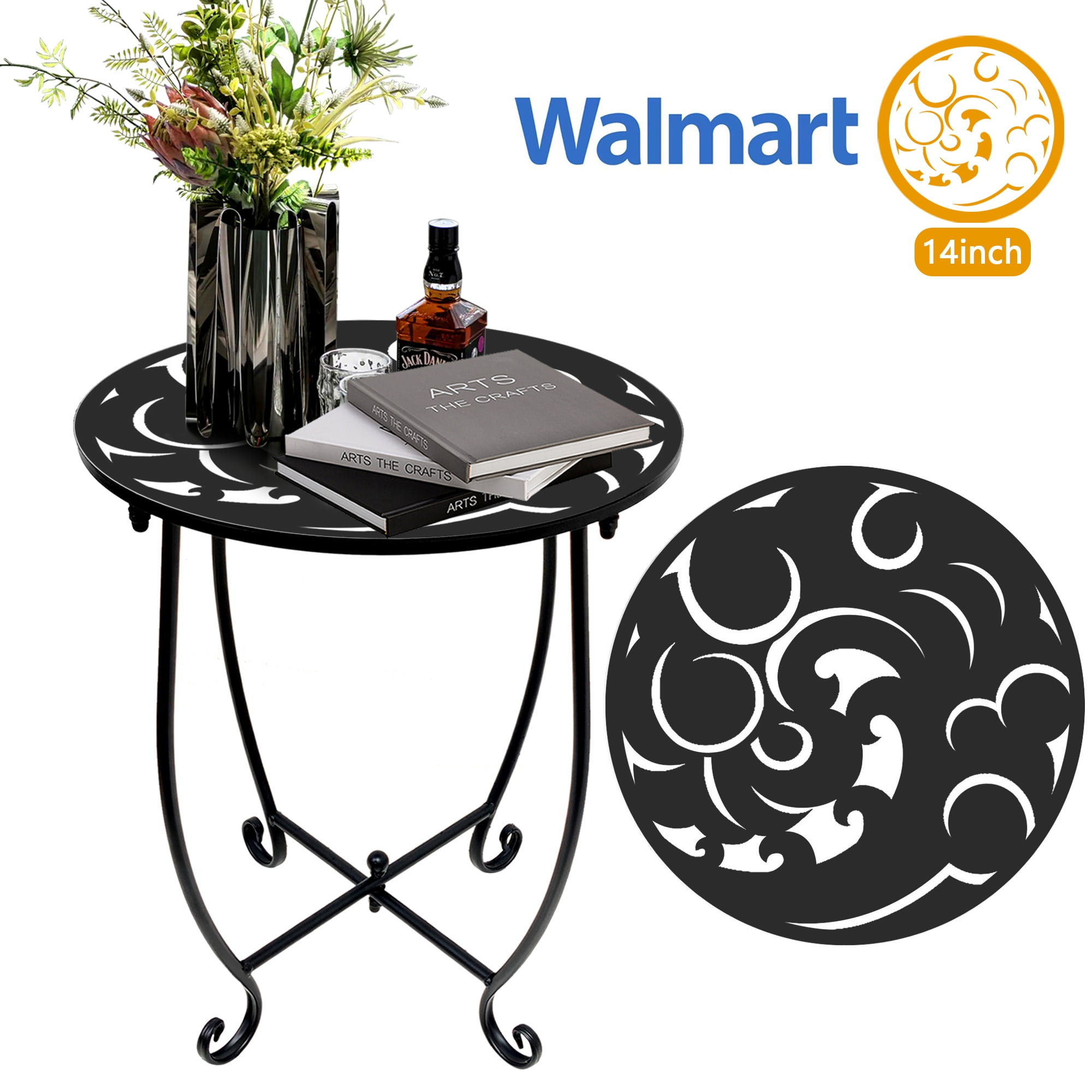 Rekopi 14" Round Patio Side Table, Outdoor Indoor Side Table for Patio ...