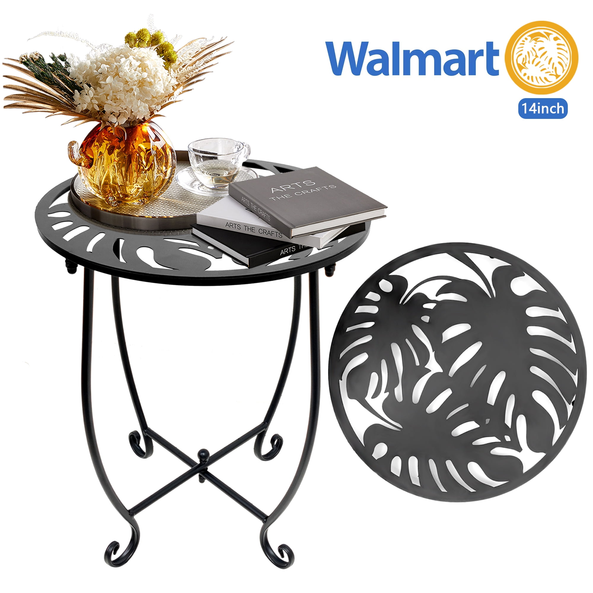 Rekopi Outdoor Indoor Side Table,14"Round Patio Side Table for Patio ...