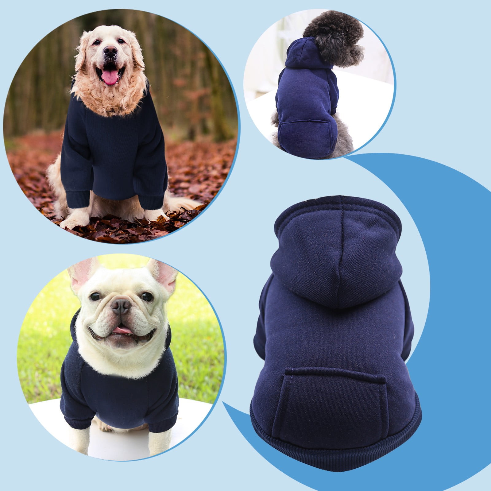 Relanfenk Cute Pet Clothes Dog Hoodie With Pocket - Fall Winter Warm ...