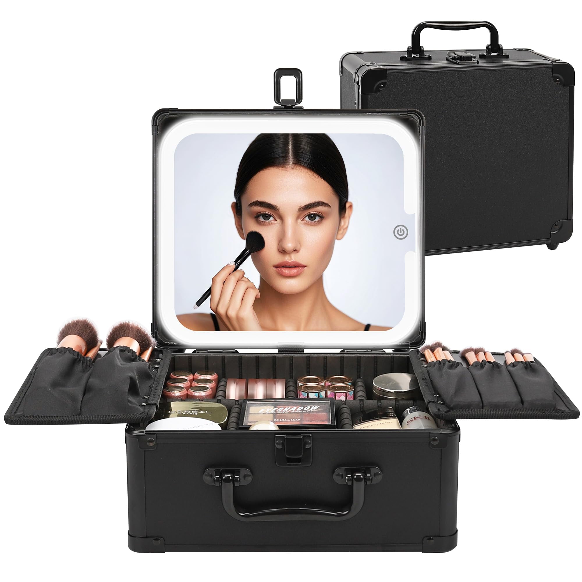 Relavel Makeup Bag with LED Mirror, Makeup Box Train Case with ...