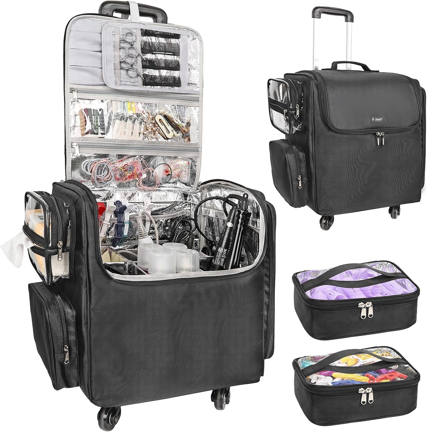 Relavel Rolling Makeup Case Cosmetology Case on Wheels Hair Stylist ...