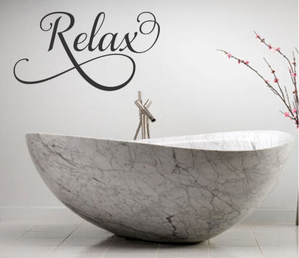 Relax Bathroom Lettering Quote Vinyl Wall Decal Fancy Words Bath Soak ...