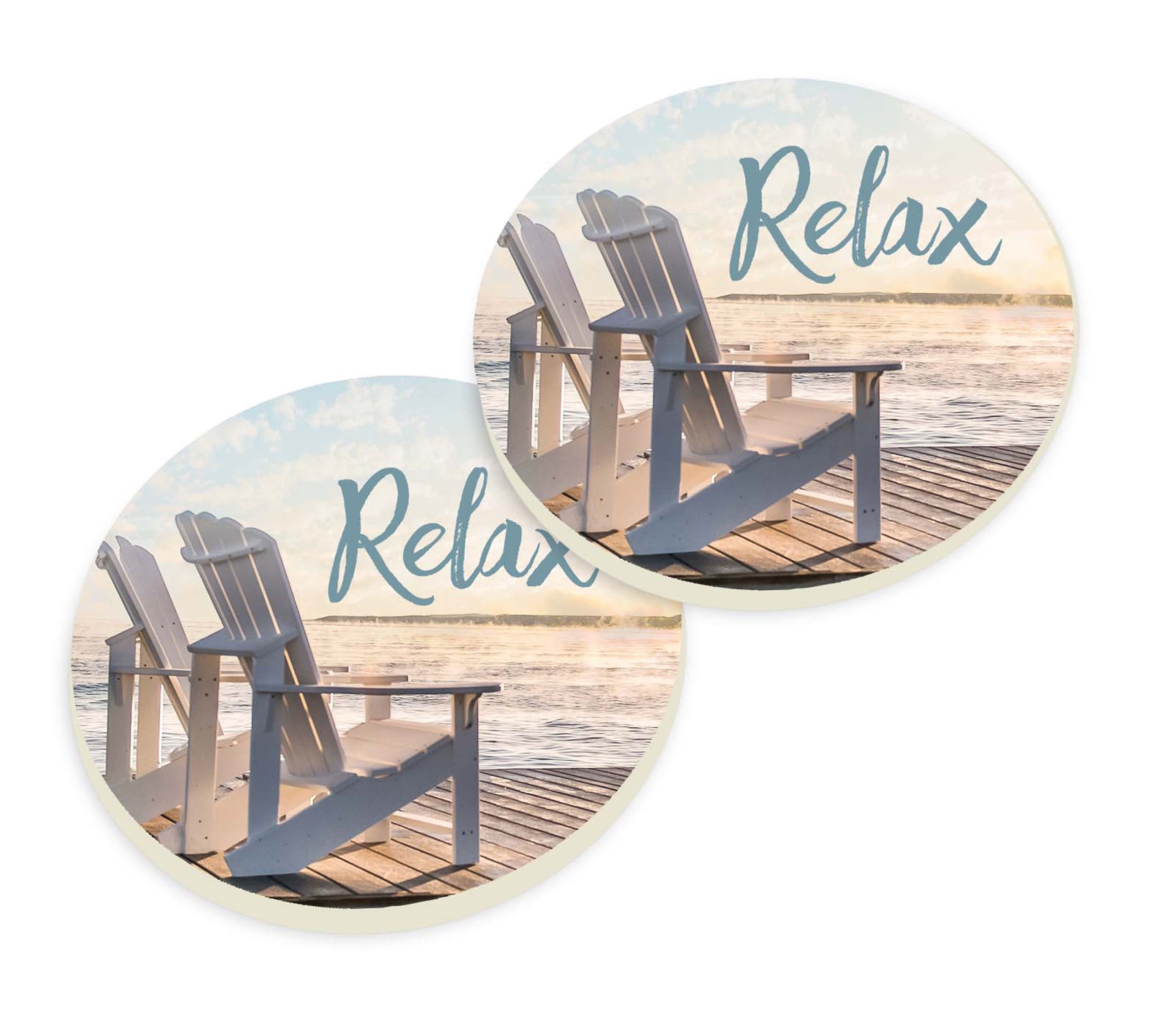 Relax Beach Nautical Blue 2.75 x 2.75 Absorbent Ceramic Car Coasters ...