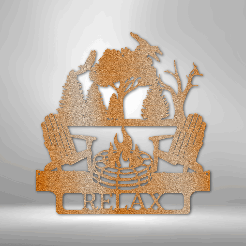 Relax Camping Monogram Steel Sign Laser Cut Powder Coated Home & Office ...