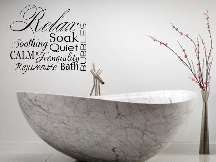 Relax Collage Vinyl Lettering Decal Words Sticker Bathroom Spa Wall Art ...