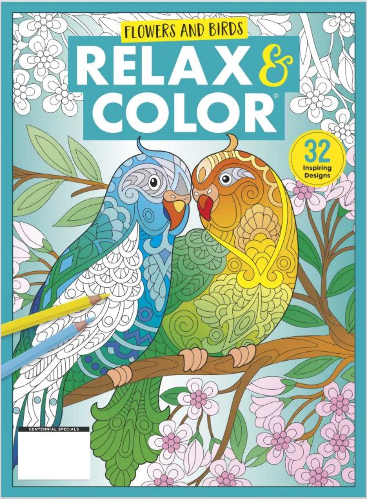 Relax and Color - Flowers and Birds Coloring Book: 32 Inspiring Designs ...