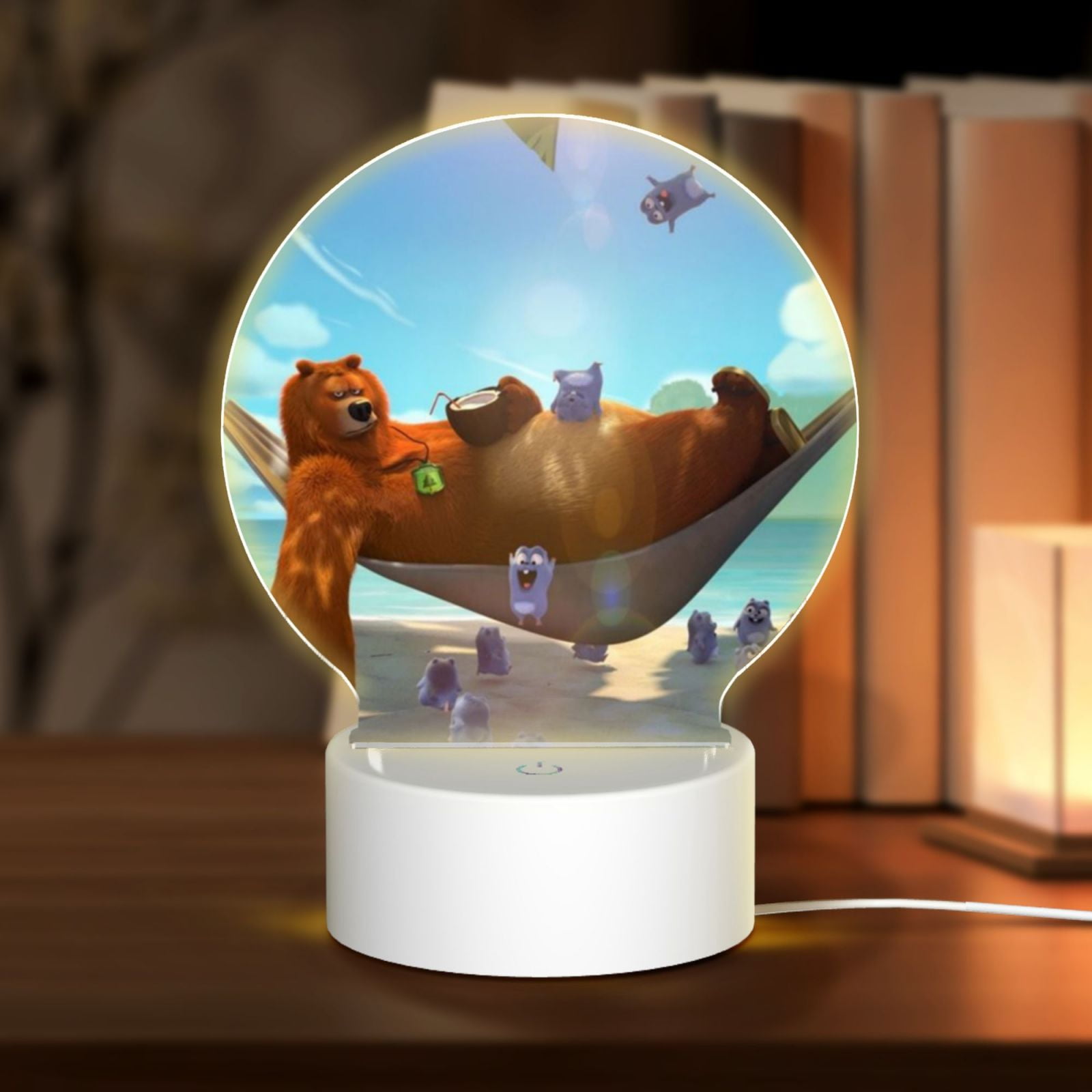 Relax Grizzy And the Lemmings Round Acrylic Night Light Decoration USB ...