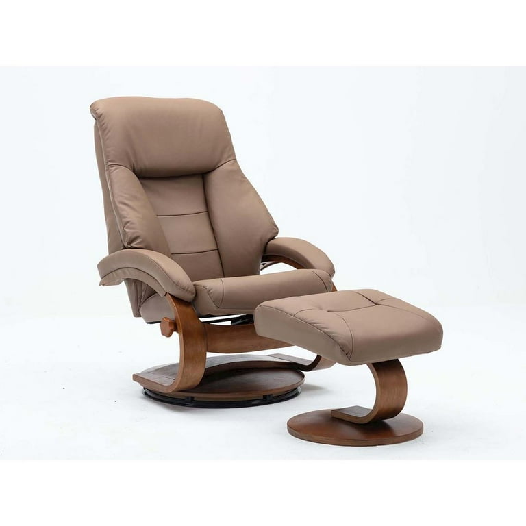 Montreal Recliner and Ottoman in Sand Top Grain Leather