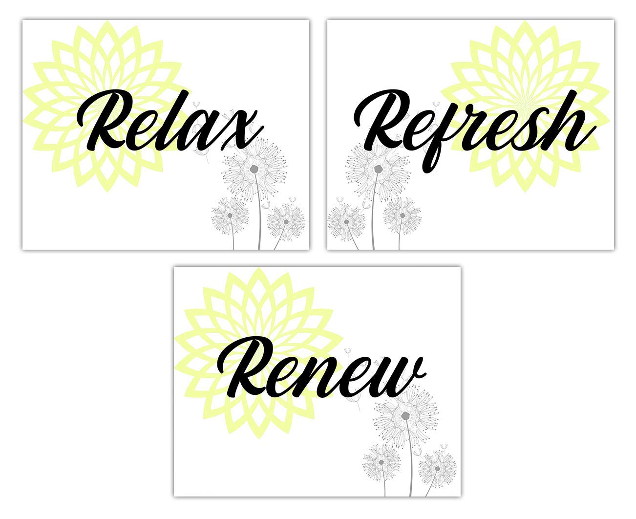 Relax Refresh Renew: Farmhouse Bathroom Wall Art Decor - Set of 3Art ...