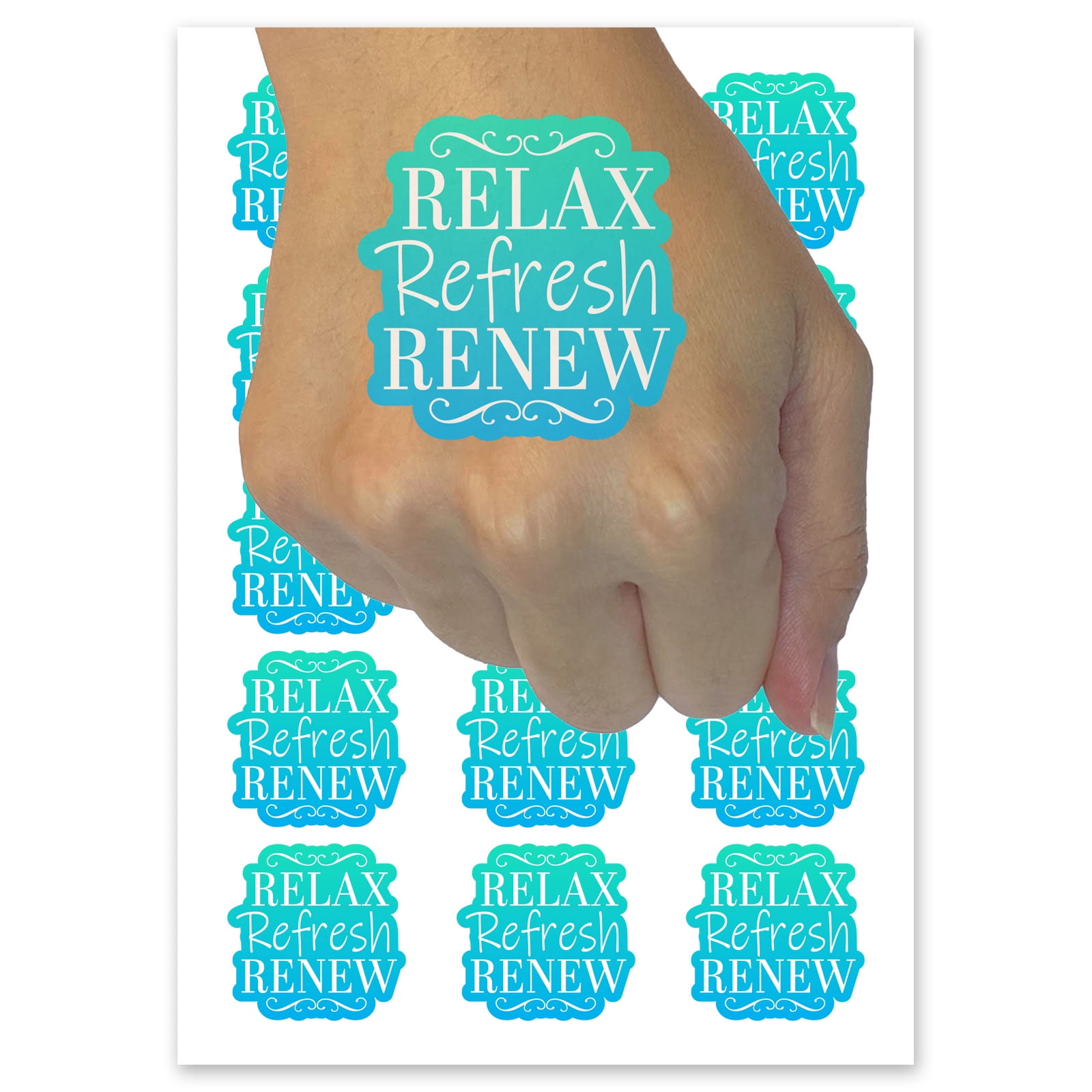Relax Refresh Renew Temporary Tattoo Water Resistant Fake Body Art Set ...