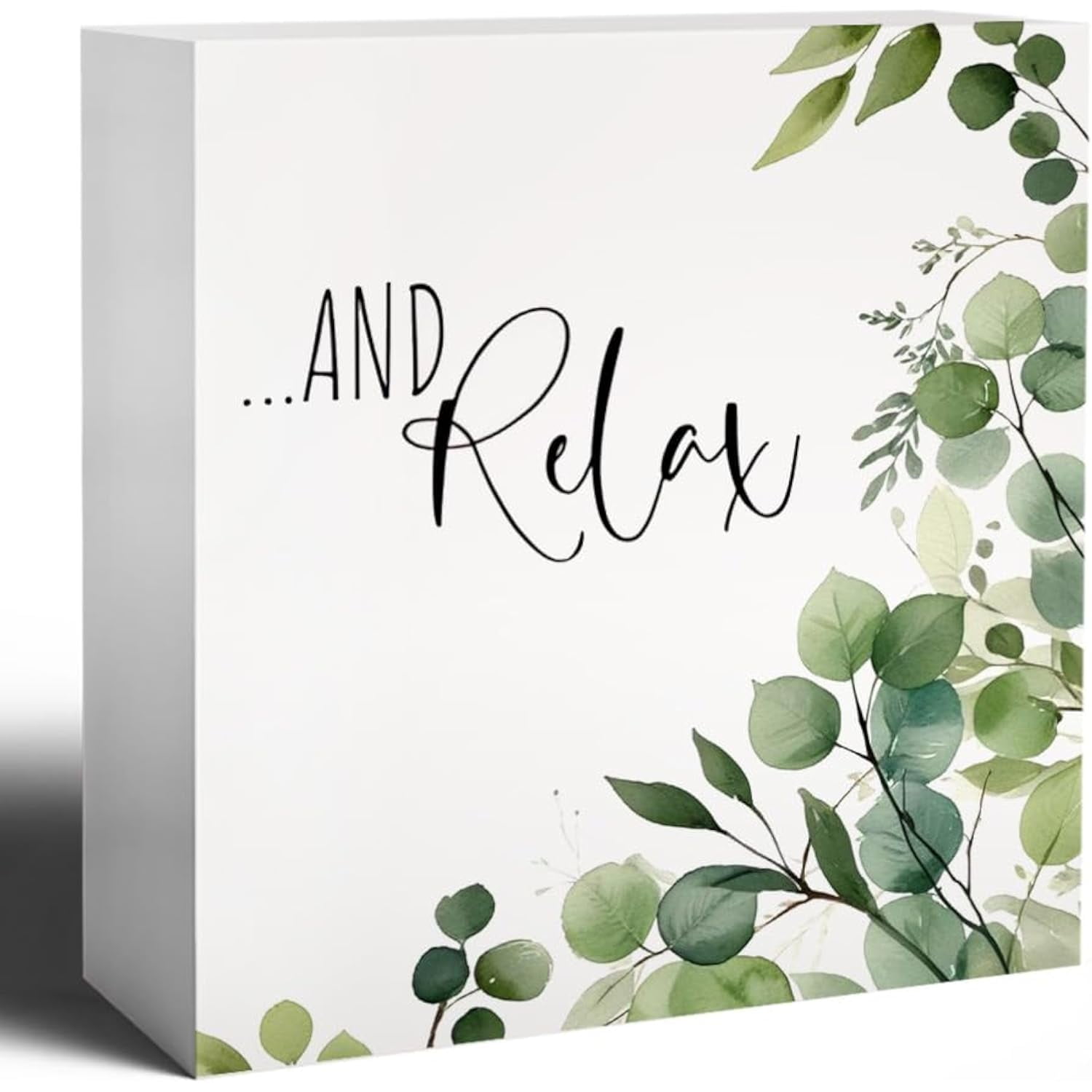 Relax Sign, Funny Bathroom Wooden Box Sign, Eucalyptus Botanical Wood ...