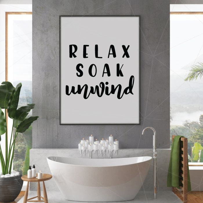 Relax Soak Unwind - Bathroom Quote Vinyl Wall Art Sticker Decal Home ...