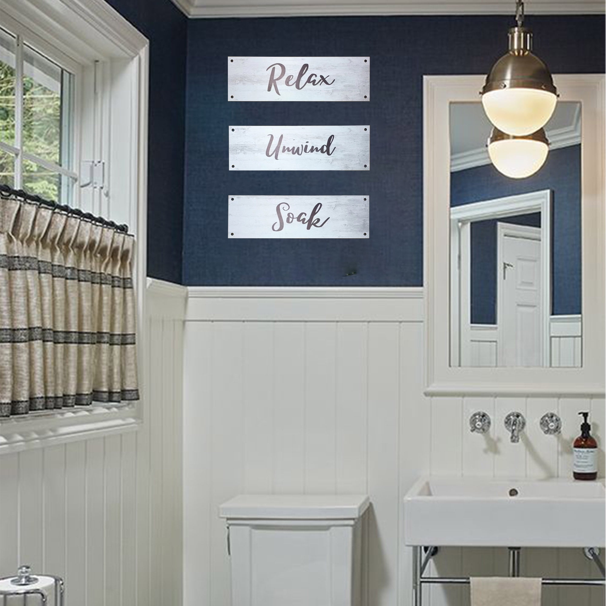 Relax Soak Unwind Bathroom Wood Sign Wall Decor Farmhouse Wall Decors ...