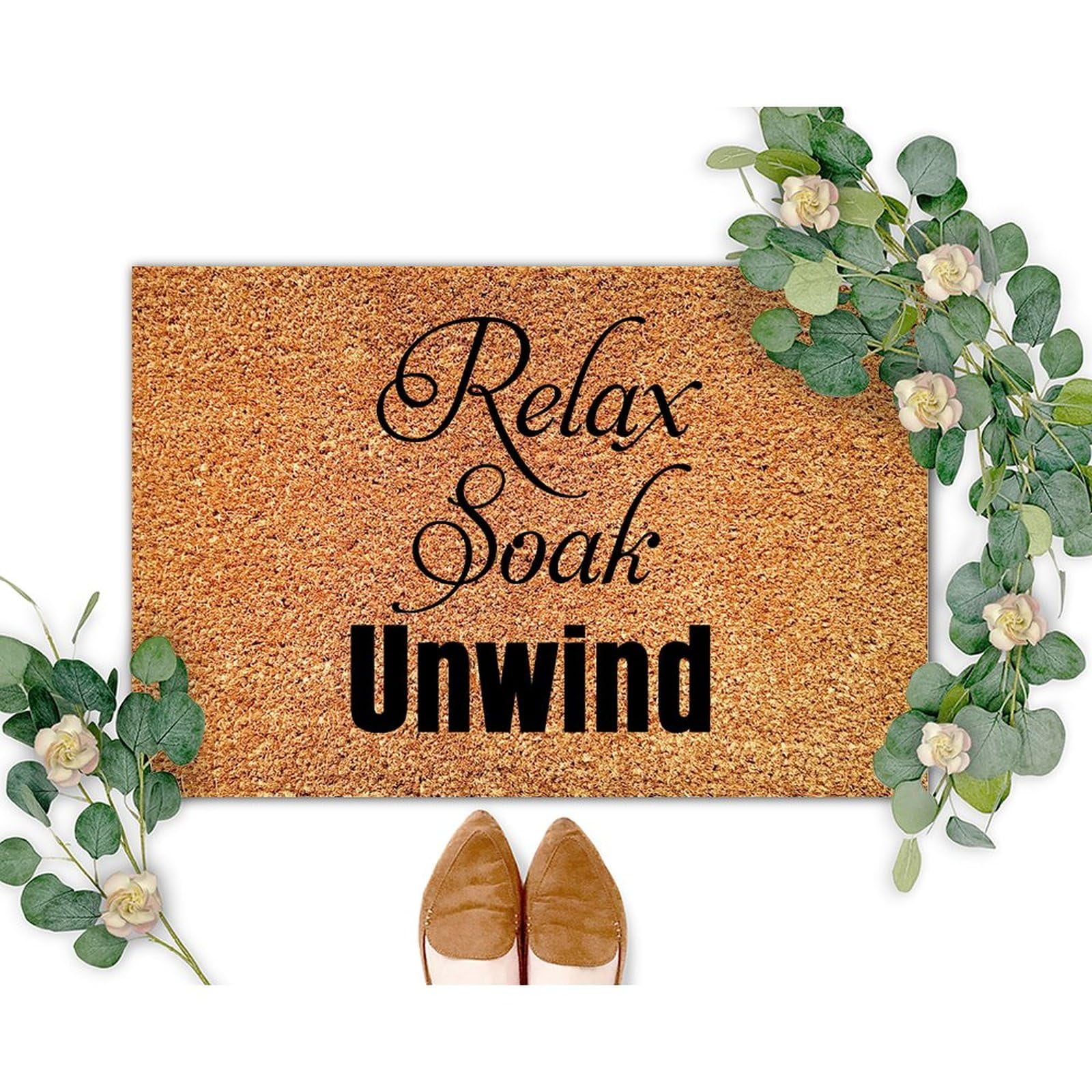 Relax Soak Unwind Coir Doormat Door Mat Bible Verse Rustic Weather ...