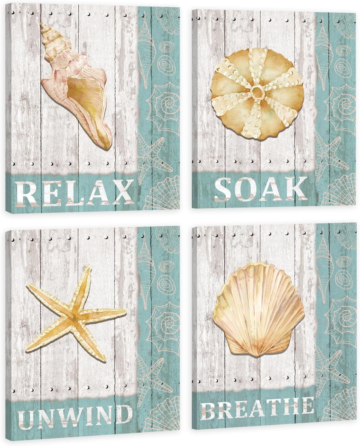 Relax Soak Unwind Wall art Bathroom Decorations,seashell Pictures,Relax ...