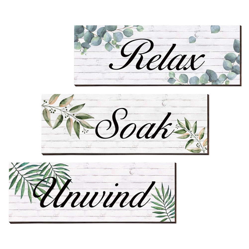 Relax Soak Unwind Wood Sign Rustic Bathroom Wall Sign Hanging Wooden