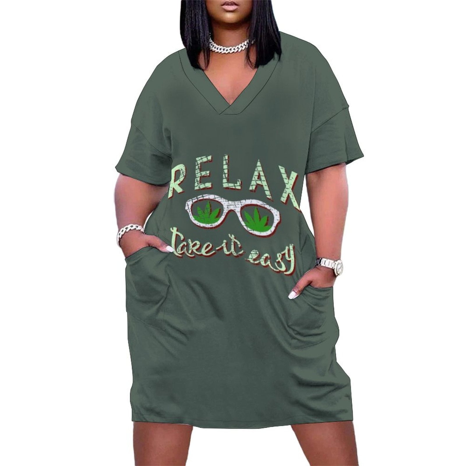 Relax - Take It Easy. Weed Dope Sunglasses Reggae Loose Pocket Dress ...
