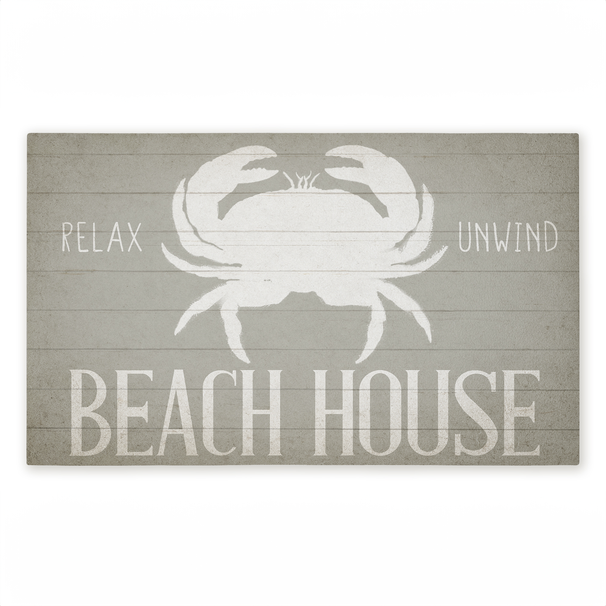 Relax Unwind Beach House Crab Printed Outdoor Door Mat, design by Kim ...