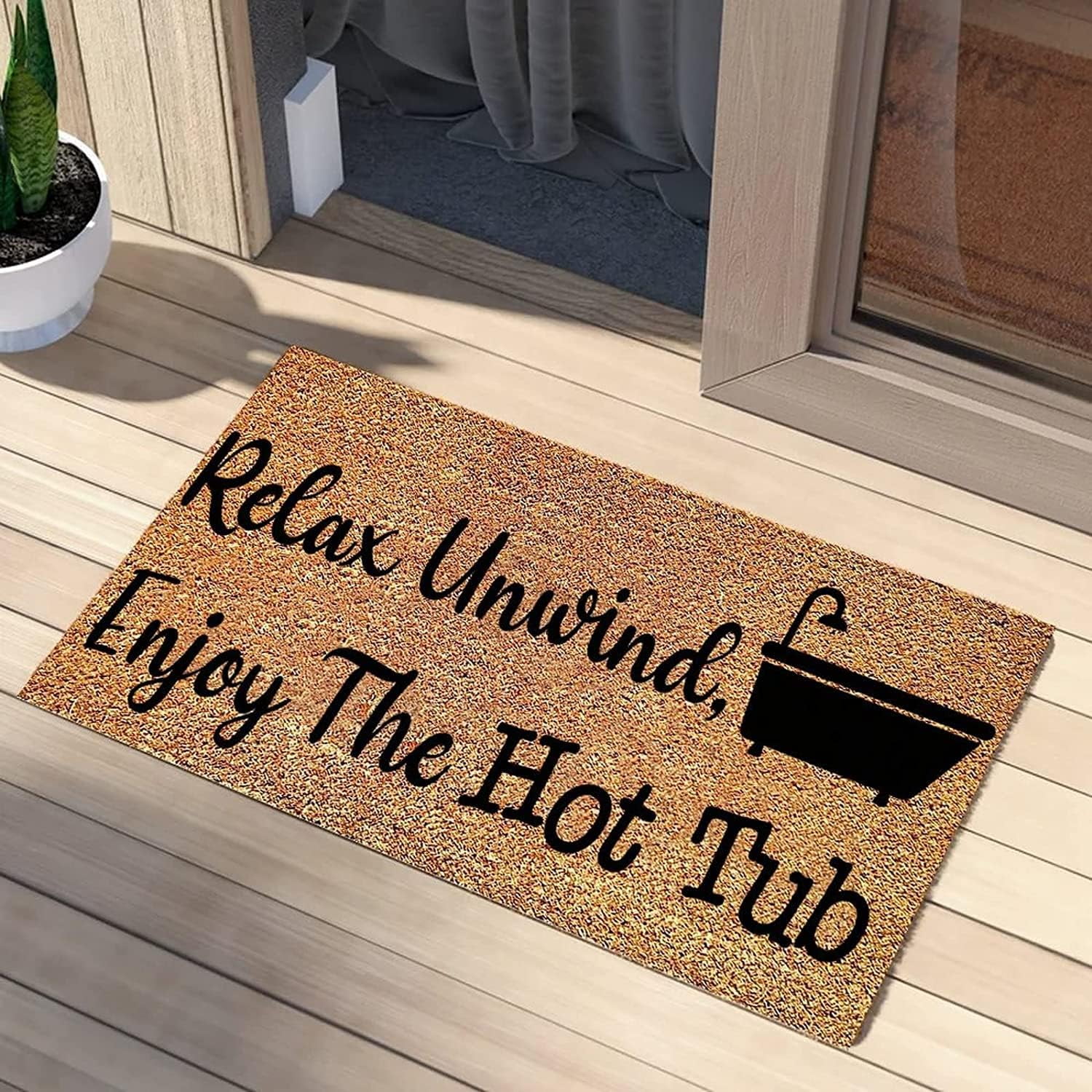 Relax Unwind Enjoy The Hot Tub Indoor and Outdoor Mats Decorative with ...
