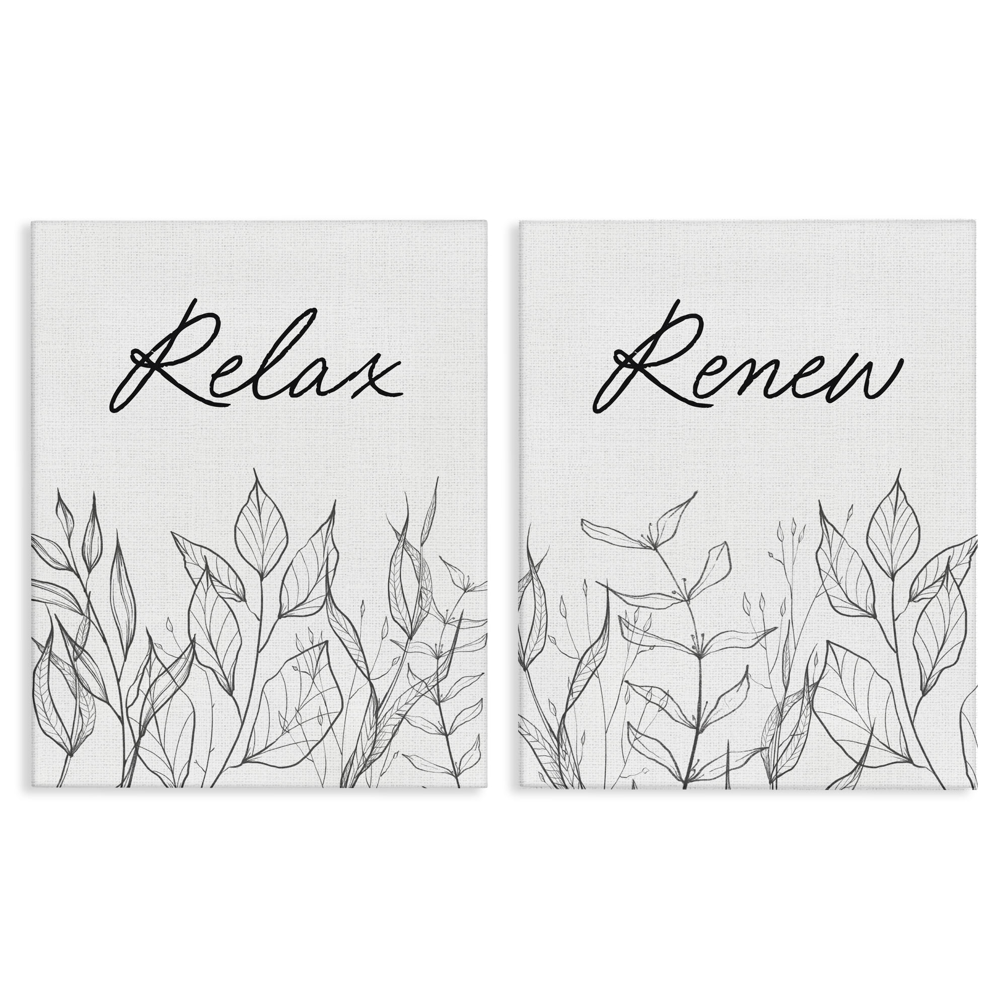 Relax and Renew Leaf Outlines 2 Piece Canvas Wall Art Set, design by ...