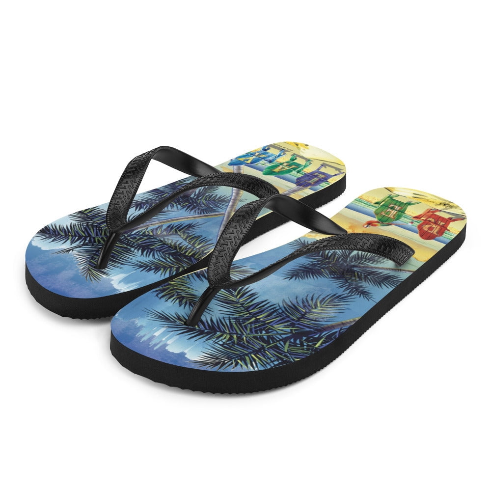 Relax at the Beach Flip Flops Adirondack Chairs Palm Trees Art by Jim ...