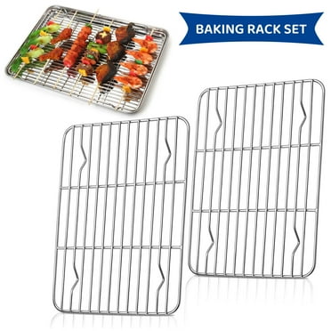 PriorityChef 18/8 Stainless Steel Cooling Rack,Heavy Duty Baking Rack Fits Eighth Sheet Pan 6"x9 ...