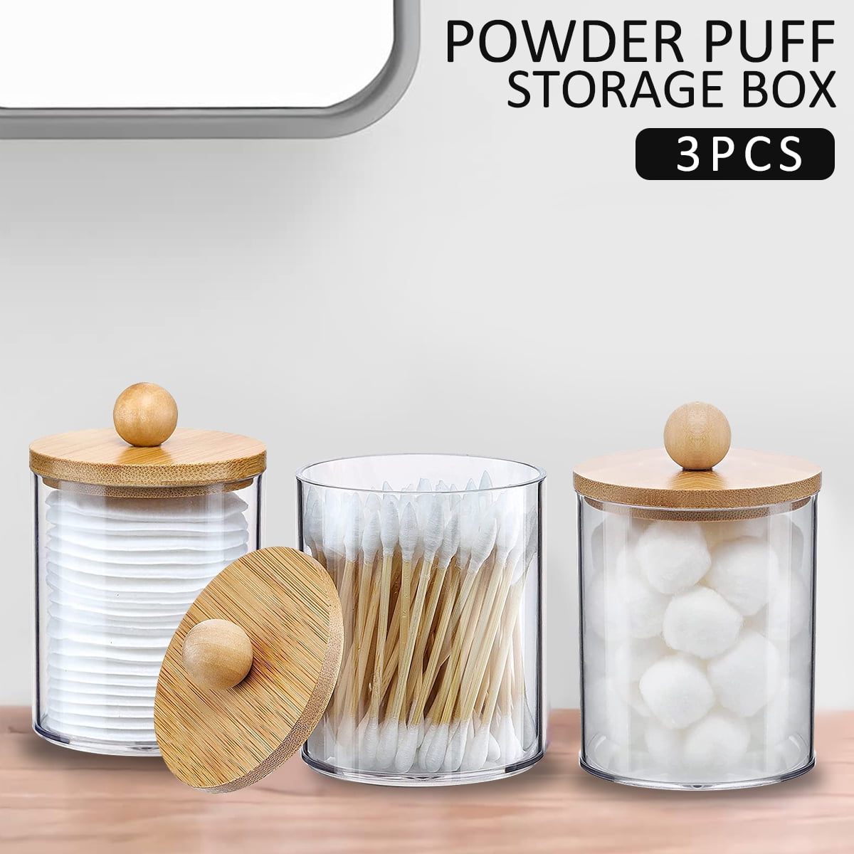 Relax love 3Pcs 11.5 Oz Acrylic Qtip Dispenser Cotton Swab Holder Clear ...