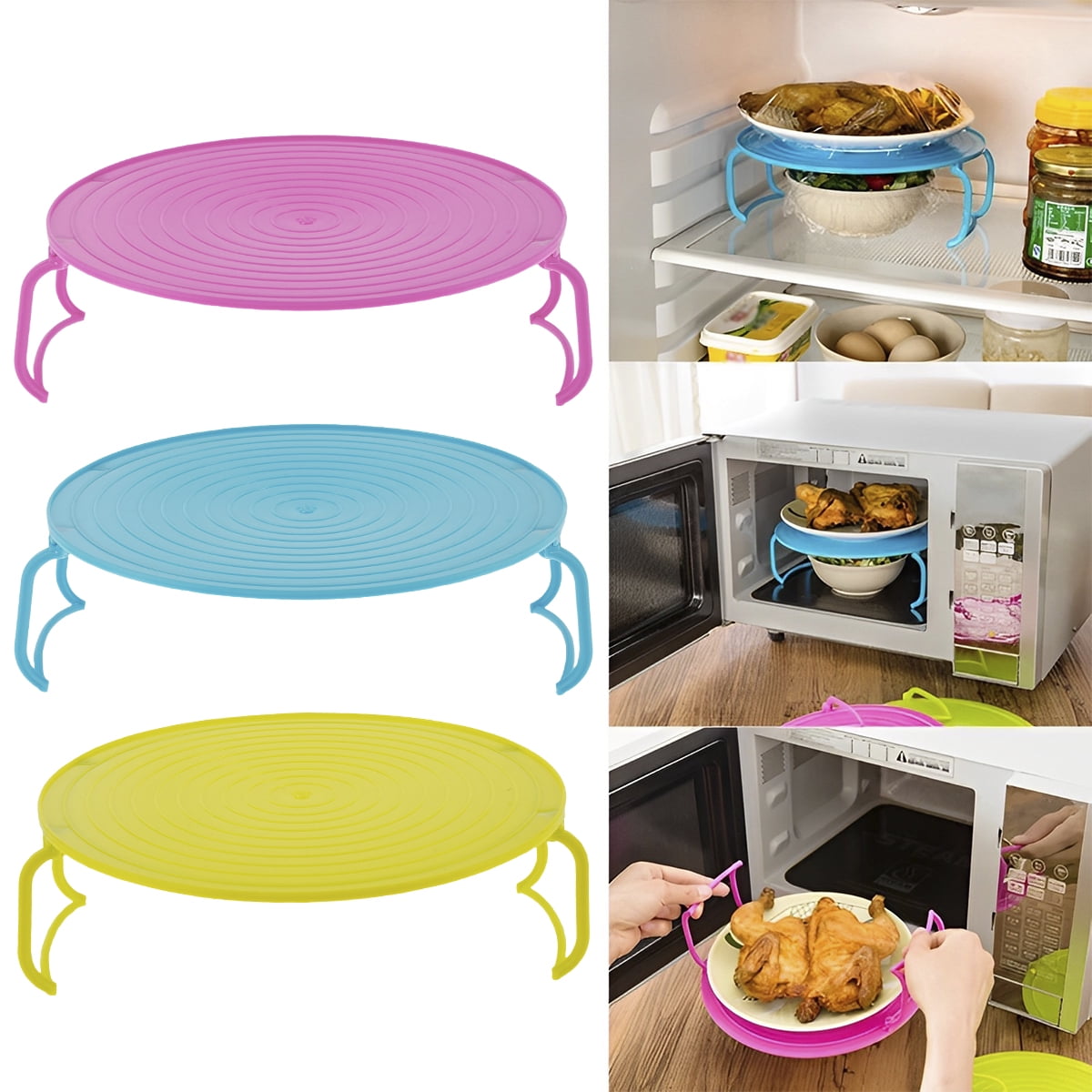 Relax love 3Pcs Folding Microwave Tray 3-in-1Microwave Oven Shelf ...