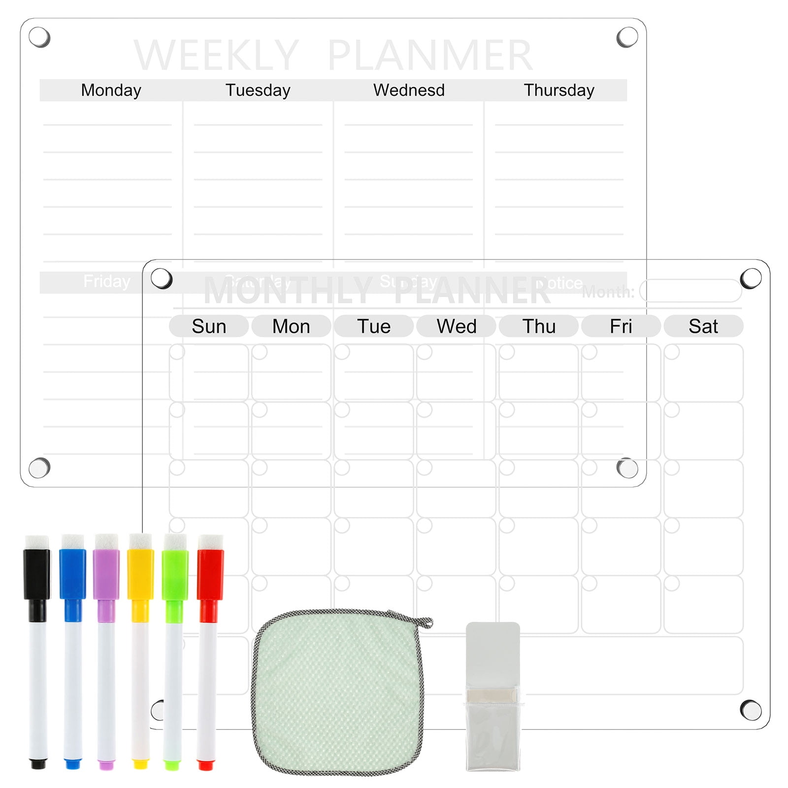Relax love Acrylic Magnetic Calendar Set Transparent Planning Blank ...