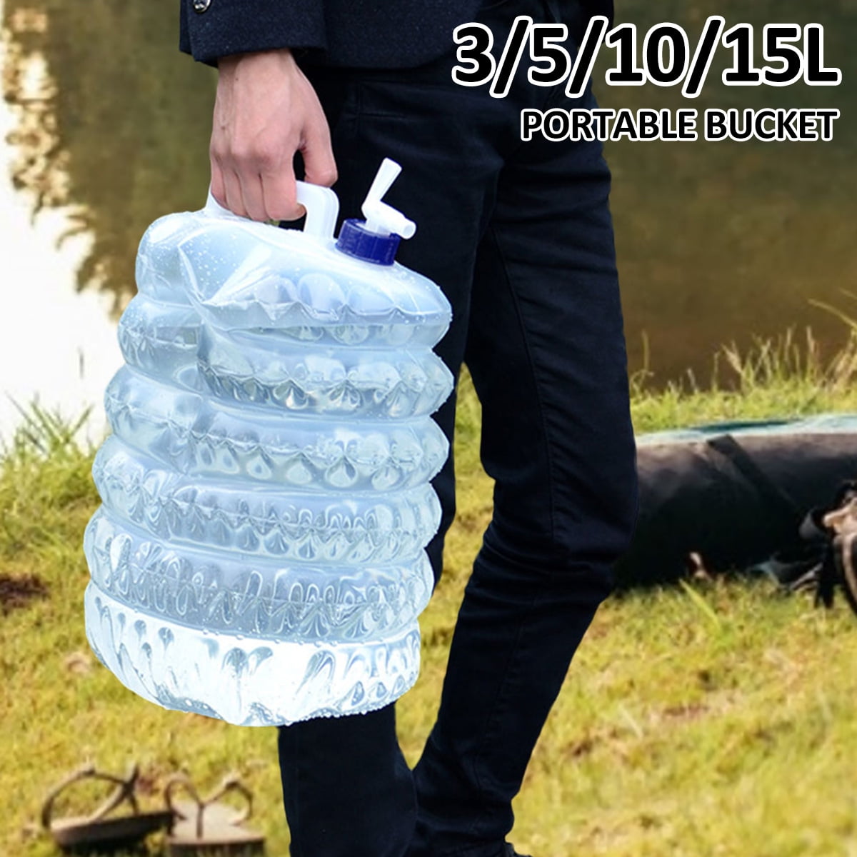 Relax love Collapsible Water Storage Container with Spigot Collapsible Water Storage 3/5/10/15L ...