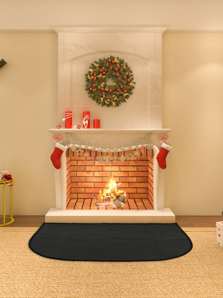 Relax love Fireproof Fireplace Mat Half Round Anti-Slip Fireproof ...