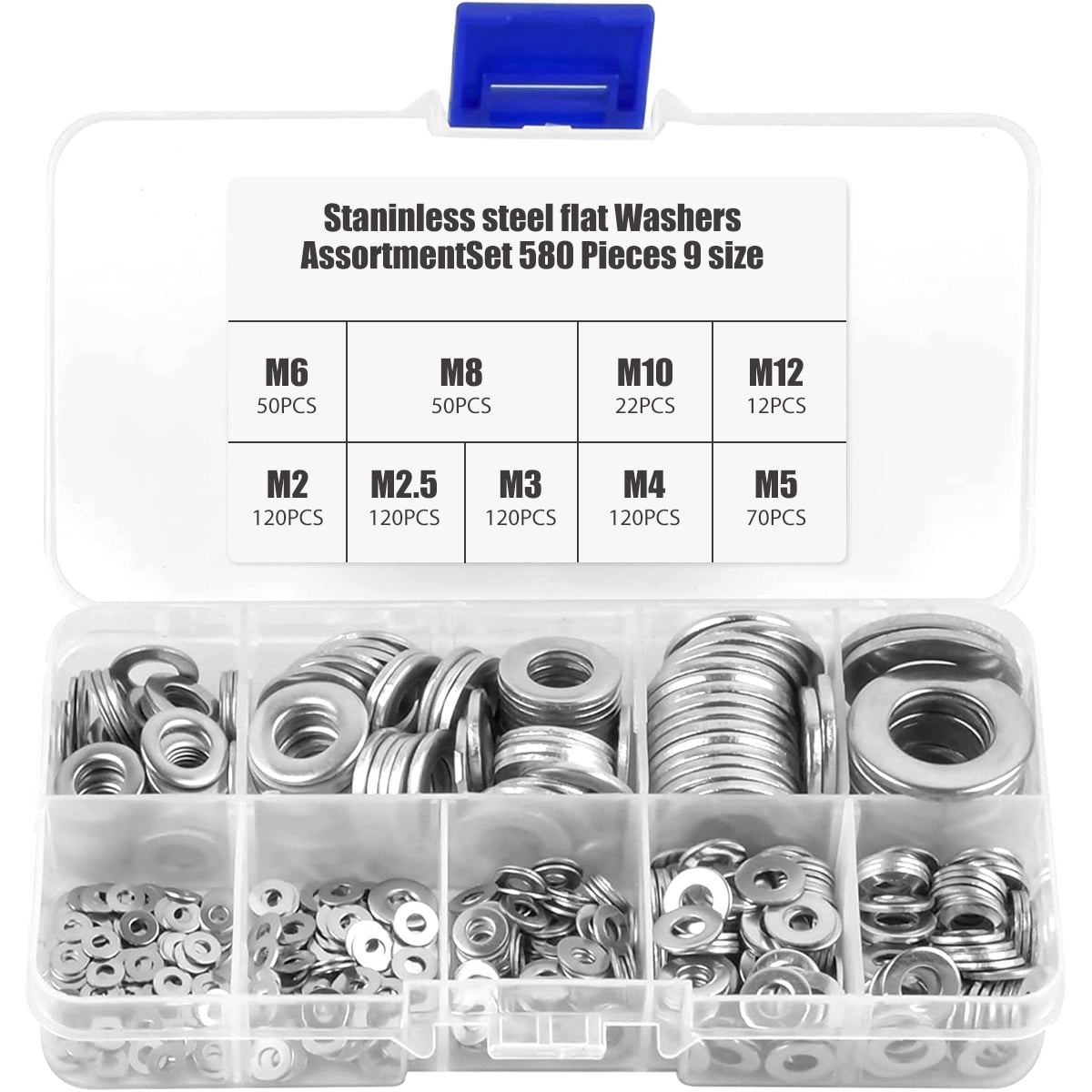 Relax love684Pcs Flat Washer Stainless Steel Washers Assorted M2 M2.5 ...