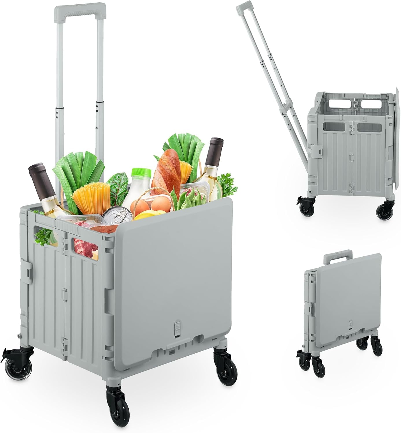 Relaxdays Foldable Shopping Trolley, 70% Plastic 20% Iron 10% Rubber ...