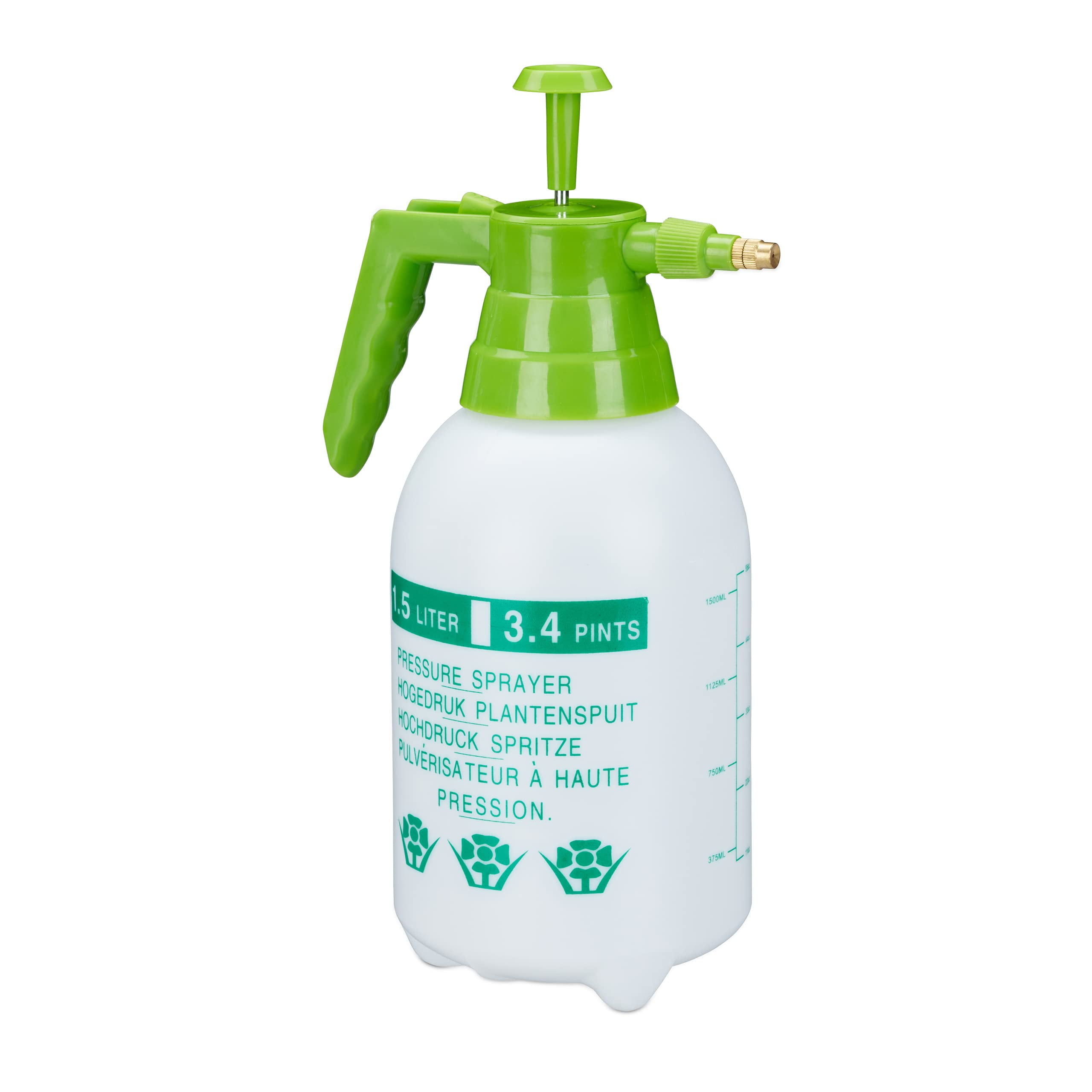 Relaxdays Pressure Sprayer, Adjustable Brass Nozzle, Garden, Plant ...