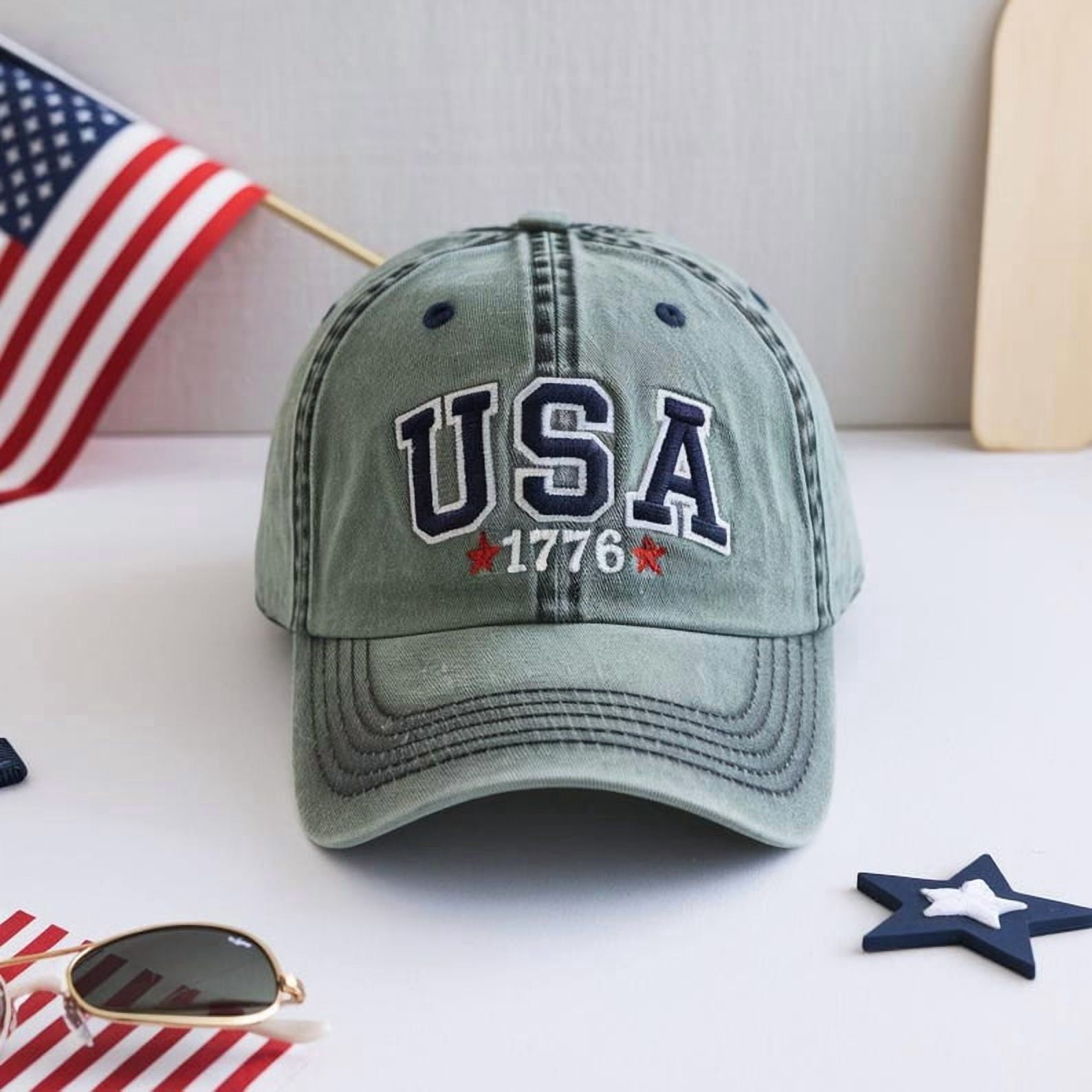 Relaxed Cotton Dad Hat, USA Patriotic Washed Cotton Style, Embroidered ...