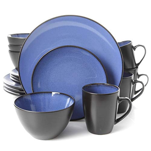 Relaxed Family Dinners: Blue/Grey Stoneware Dinnerware Set (Service for ...