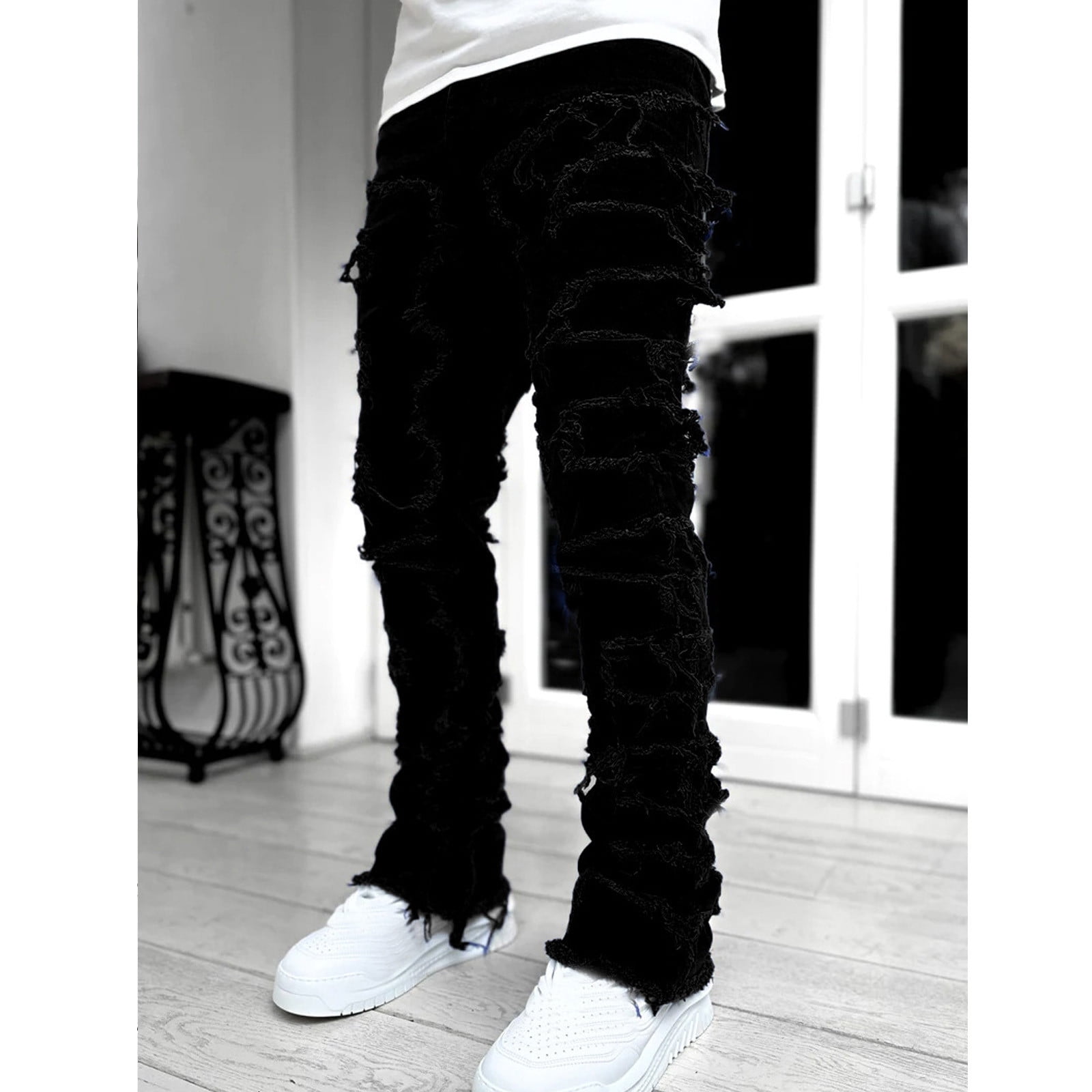 Relaxed Fit Plus Size Stretch Men's Denim Straight Leg Street Sharpened ...