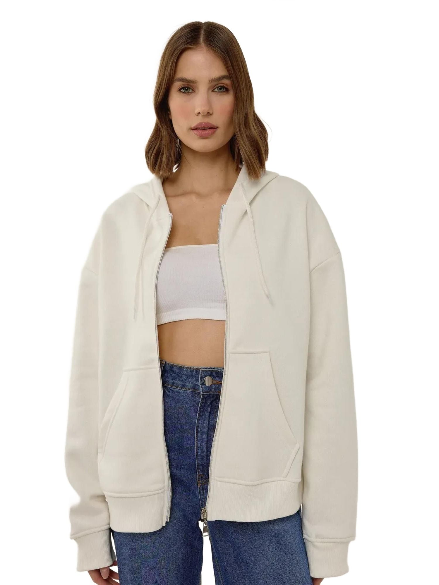 Relaxed Fit Zip-Up Hoodie - Walmart.com
