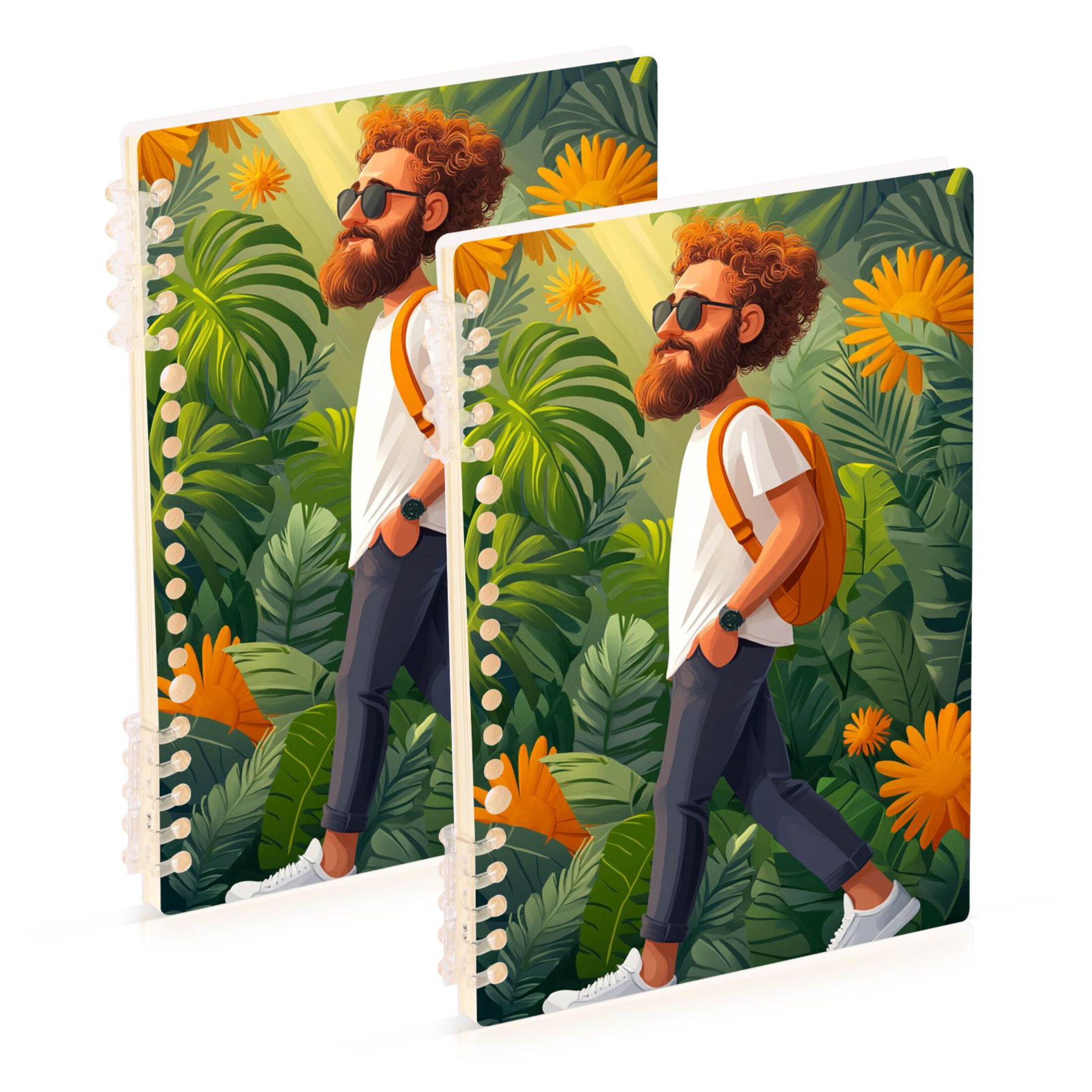Relaxed Man Cartoon Style Lined Spiral Journal Notebook 60 Pages A5 ...