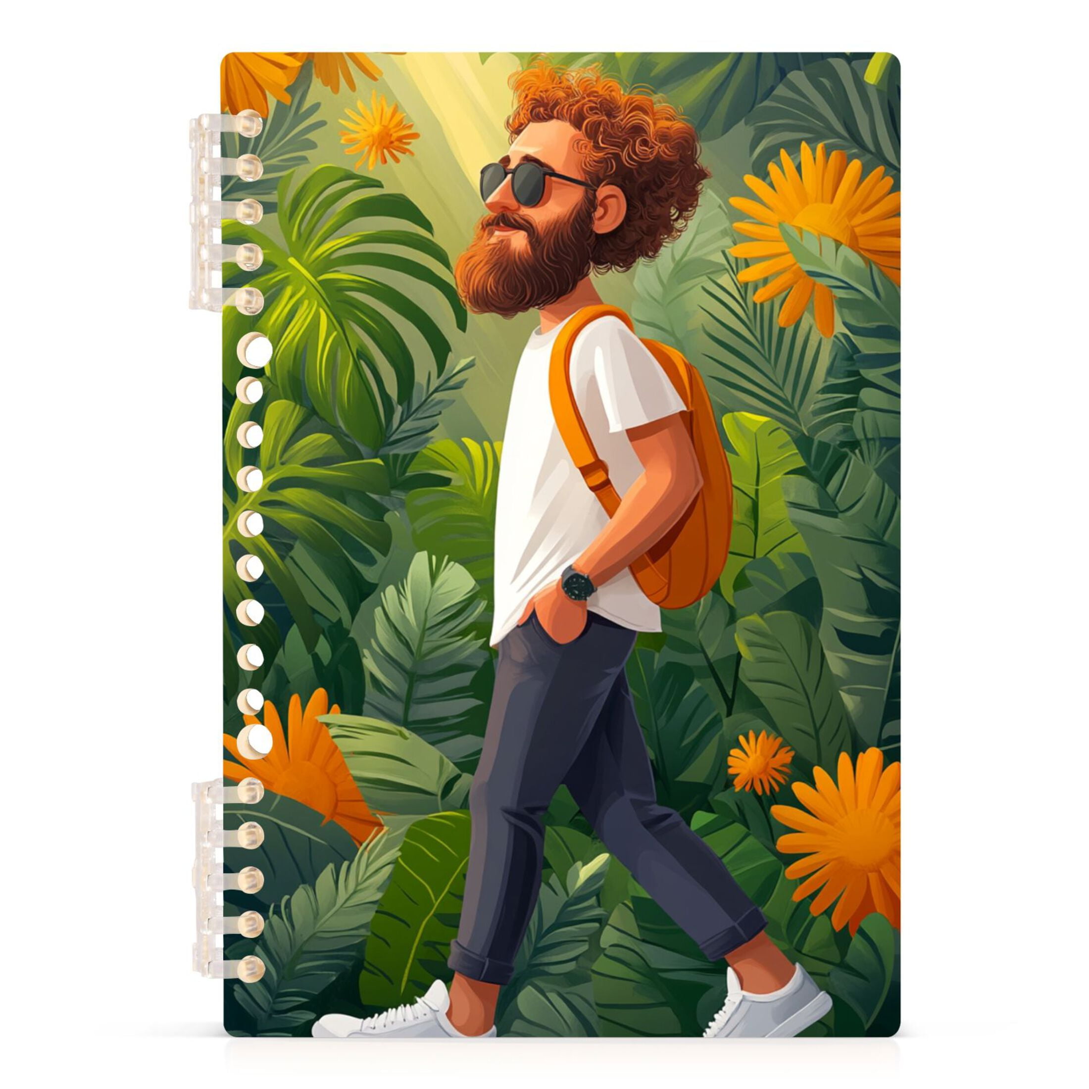 Relaxed Man Cartoon Style Lined Spiral Journal Notebook 60 Pages A5 ...