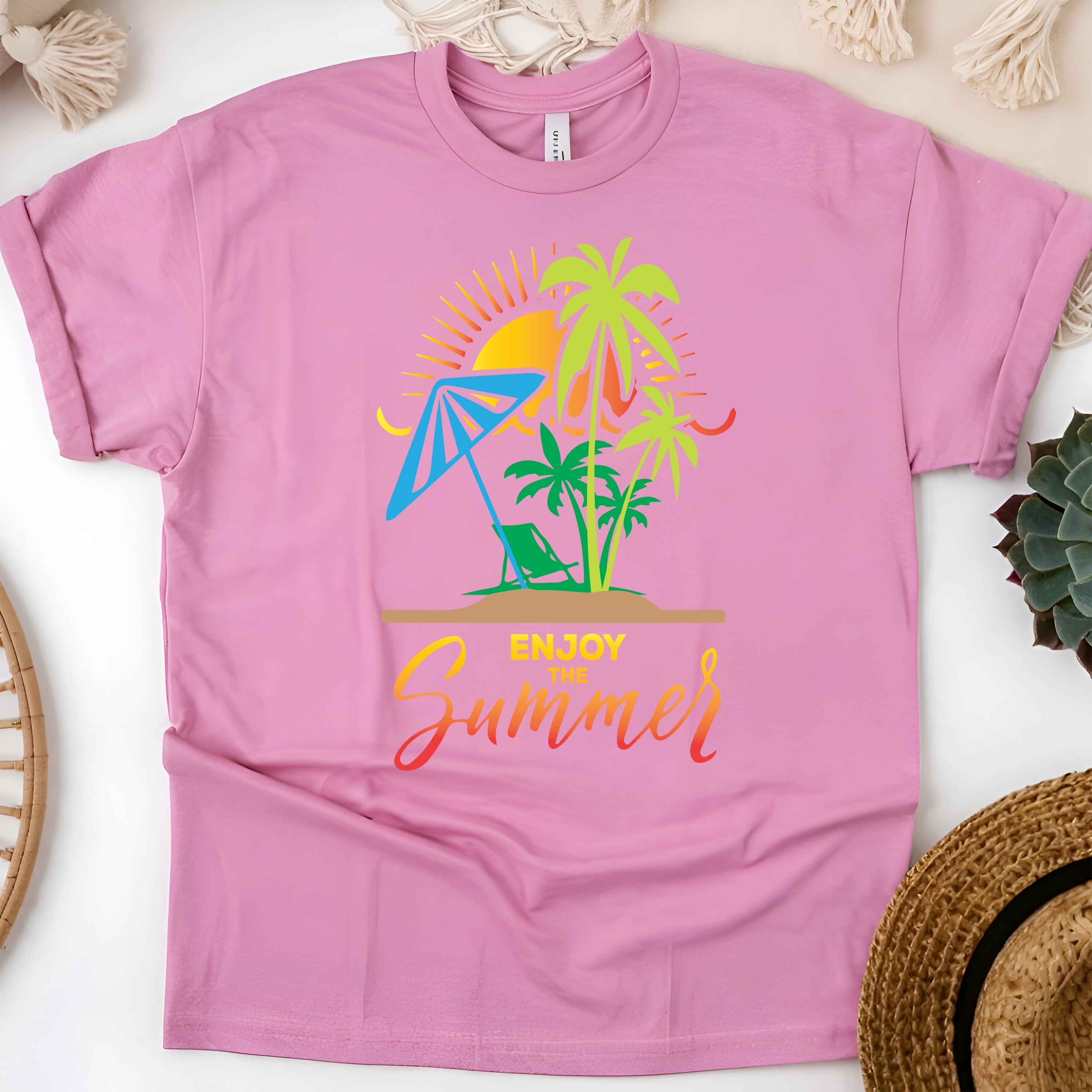 Relaxed Summer Beach Shirt – Palm Tree & Lounge Chair Vacation Vibe Tee ...