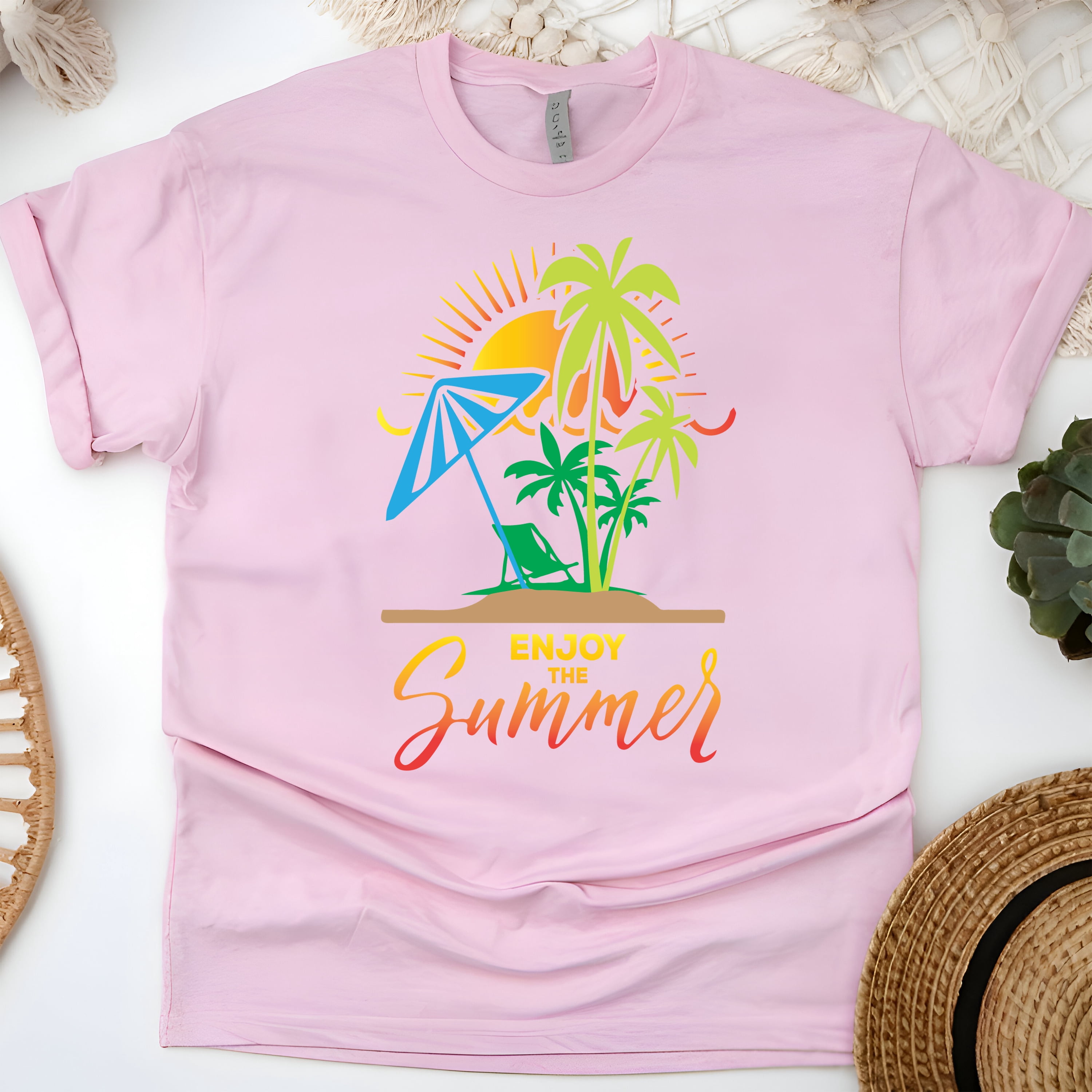 Relaxed Summer Beach Shirt – Palm Tree & Lounge Chair Vacation Vibe Tee ...
